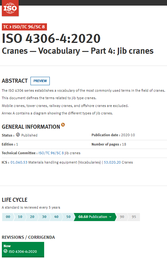 由中国专家主导制定的国际标准ISO 4306-4：2020《起重机—术语—第4部分：臂架起重机》正式发布-交通运输部水运科学研究院
