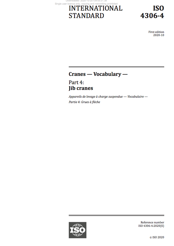 由中国专家主导制定的国际标准ISO 4306-4：2020《起重机—术语—第4部分：臂架起重机》正式发布-交通运输部水运科学研究院